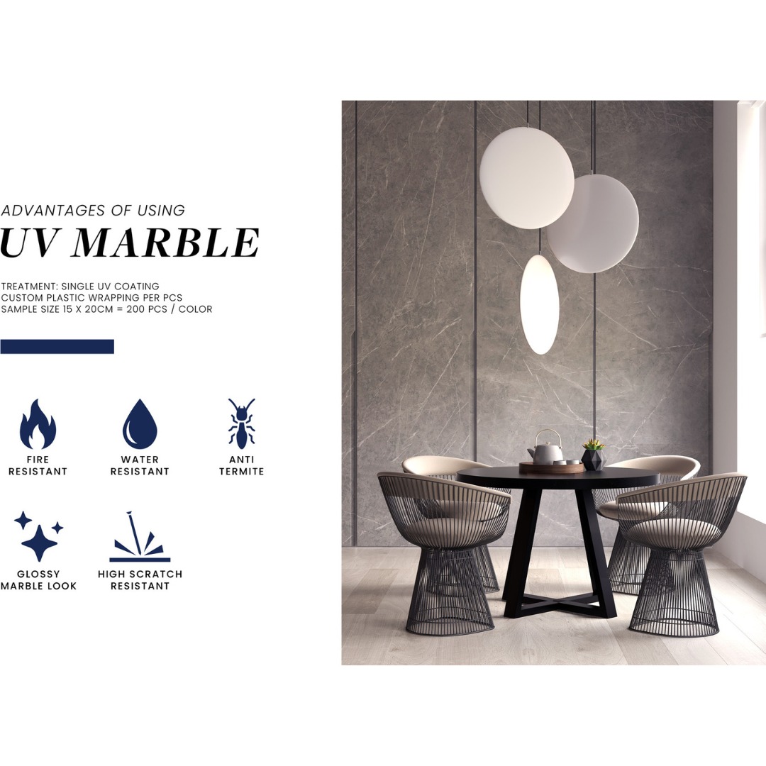 UV Marmer UPVC Marble 3mm Tinggi 3 Meter - Tahan Panas Cocok Untuk Indoor