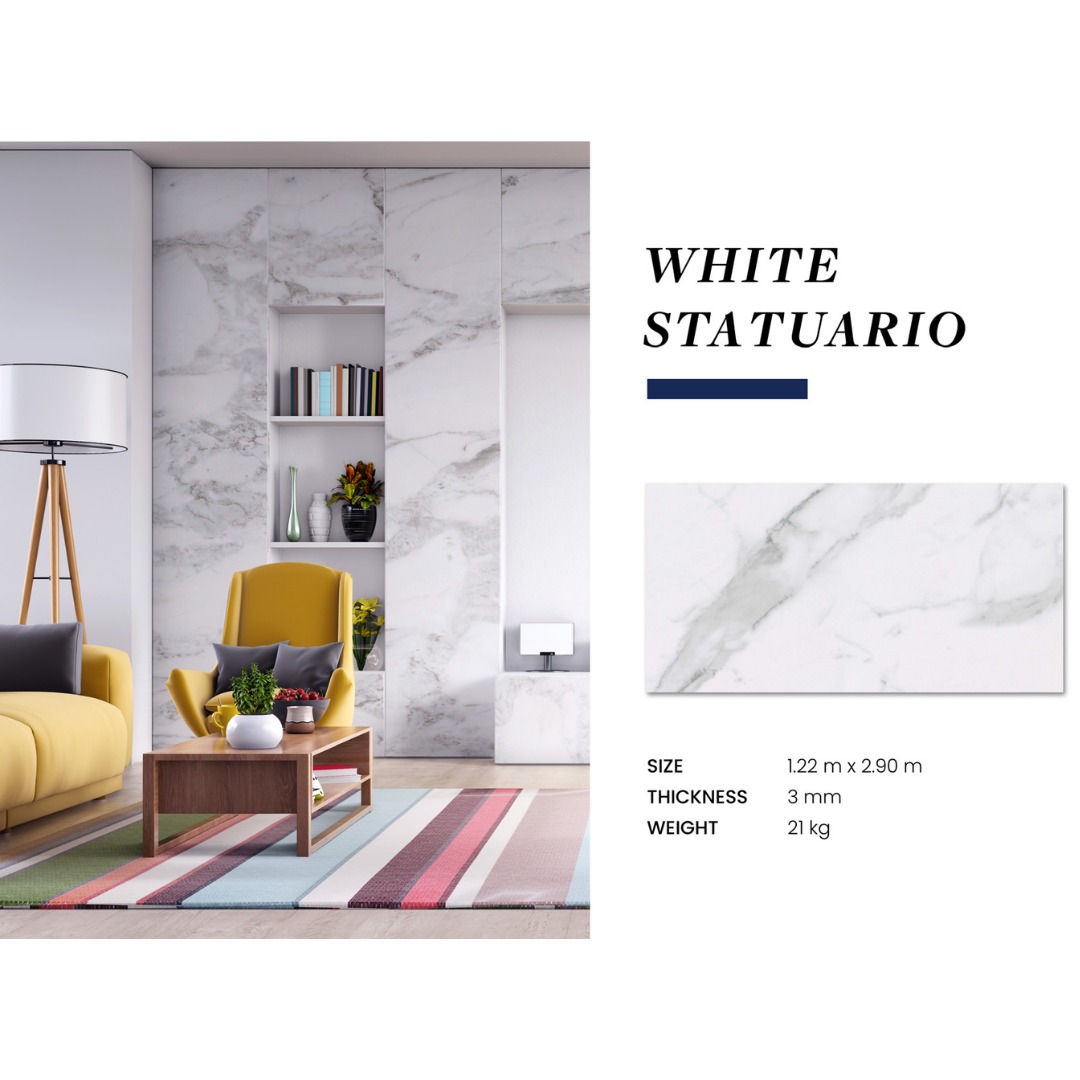 UV Marmer UPVC Marble 3mm Tinggi 3 Meter - Tahan Panas Cocok Untuk Indoor